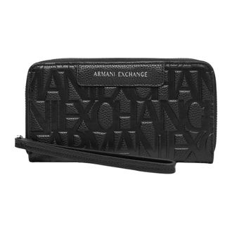 A|X Armani Exchange Femme, Accessoires, Noir, Taille: ONE Size Horizontal Wallet with Allover Logo