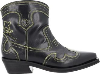 Ganni Femme, Chaussures, Noir, Taille: 38 EU Bottines Western &agrave; Tige Courte