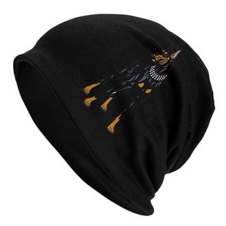 Generic Femme Homme Bonnets Tricot&eacute; Chien Doberman Bonnet dhiver Chaud Bonnet &Agrave; Revers Mode Bonnets De Ski pour Ski Course Patinage