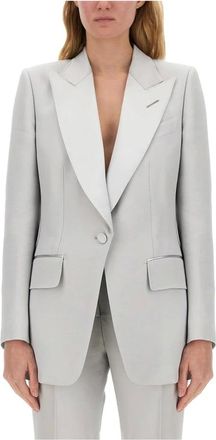 Tom Ford Femme, Vestes, Gris, Taille: 38 FR Veste Blazer Crois&eacute;e &agrave; Revers Ch&acirc;le
