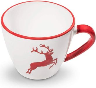 Gmundner Keramik Kaffeetasse Gourmet Füllmenge : 0.2 Liter rubinroter Hirsch Geschirr, handgemacht in Österreich
