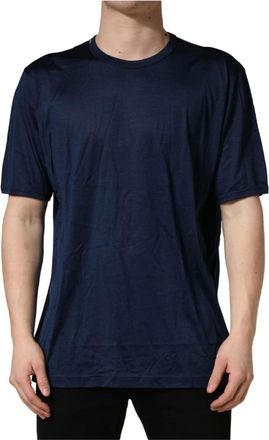 Dolce & Gabbana Homme, Tops, Bleu, Taille: 2XL T-shirt &agrave; Manches Courtes et Col Rond