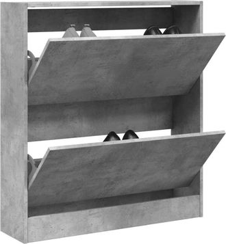 vidaXL Vidaxl - Armoire &agrave; chaussures gris b&eacute;ton 80x21x87,5 cm bois ding&eacute;nierie
