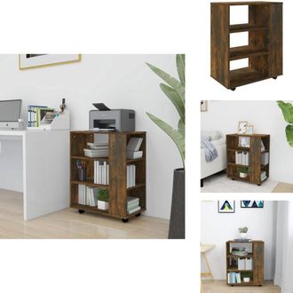 vidaXL Armoire roulante Chêne fumé 60x35x75 cm Bois dingénierie - Armoire De Rangement - Meuble De Bureau - Armoire Sur Roulette - Rangement Tiroir