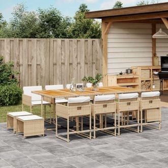 vidaXL Vidaxl - Ensemble &agrave; manger de jardin et coussins 13 pcs beige