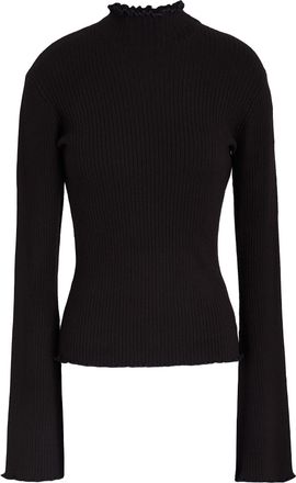 8 by YOOX VISCOSE RIB BELL SLEEVE LETTUCE TRIM KNIT TOP