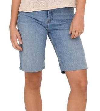 Only Short en Jean Bermuda Femme avec Cinq Poches à Fermeture éclair, Couleurs:Bleu-Clair, Taille:XL