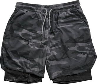 GFM Short de sport pour homme avec doublure int&eacute;rieure pour la gym, le fitness, le sport ou pour une utilisation &agrave; la maison., Camouflage gris noir, M