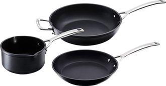 LE CREUSET Le Creuset Aluminium-Antihaft 3-teiliges Kochset, Ø 16, 24 und 26 cm, Für alle Herdarten inkl. Induktion geeignet, Anthrazit/Silber, 51804000010002