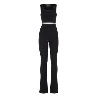 Philipp Plein Femme, Combinaisons et Ensembles, Noir, Taille: 42 FR Merino Extrafine Leisurewear Top/Pantalons Signature
