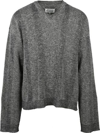 Maison Margiela Homme, Pulls, Gris, Taille: M Pullover a V