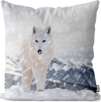 Void Watches Wolf Winter GOT Wildtier Raubtier Kissenbezug Kissenh&uuml;lle Polyester Weihnachten Deko Winter Outdoor Dekoration, Kissen Gr&ouml;&szlig;e:50 x 50 cm