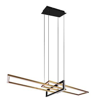 Trio Suspension, Salinas incl. 1 x LED,SMD,34,0 Watt,3000K,4200 Lm. Corps: M&eacute;tal, Laiton mat L:110,0cm, L:40,0cm, H:150,0cm R&eacute;glable avec interrupteur,IP20