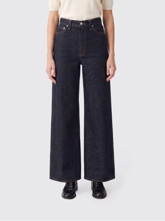 Khaite Jean Dane &agrave; jambe large et taille haute en denim de coton