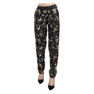 Dolce & Gabbana Elegante Seidenhose mit hoher Taille - - Trousers - Damen - Schwarzk - XS