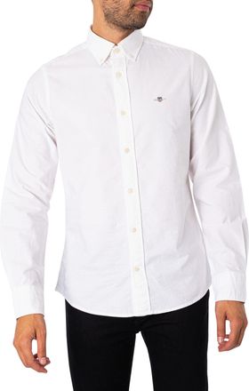 GANT Herren Slim Oxford Shirt Klassisches Hemd, Weiß, L EU