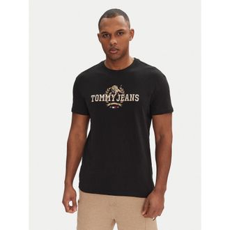 Tommy Jeans T-Shirt Varsity DM0DM20818 Schwarz Regular Fit