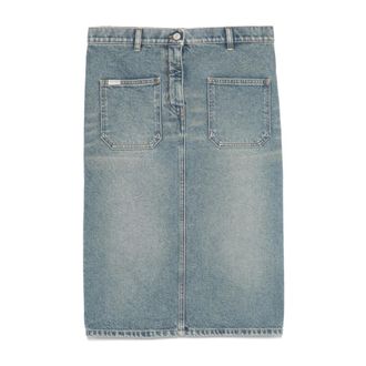 Courrèges Femme, Jupes, Bleu, Taille: W28 Jupe Crayon en Denim avec Boutons sur le Devant