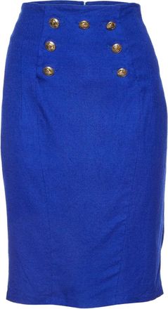 Versace jupe crayon &agrave; d&eacute;tail de boutons - Bleu
