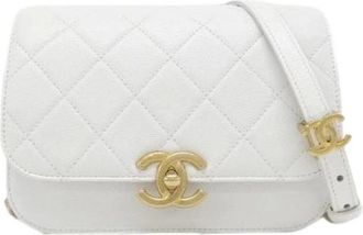 Chanel Sac bandouli&egrave;re Pre-owned en cuir caviar - Femme - Pre-owned - Blanc - Taille: ONE Size