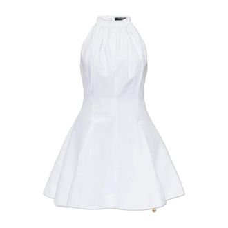 Balmain Flared Cotton Poplin Dress - - Dresses - Damen - Wei&szlig; - XS