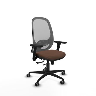 Piqueras y Crespo Stuhl mit Rollen f&uuml;r PC Cilanco mit 3D-Armen, h&ouml;henverstellbare Lendenwirbelst&uuml;tze, ausgestattet mit Syncro/Translack und Schneidschaum, Grau/Dunkelbr