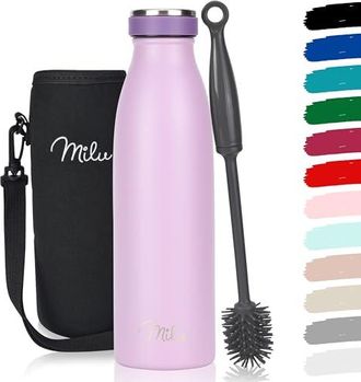 Milu Bouteille deau en Acier Inoxydable - Double paroi isol&eacute;e sous vide - Bouche Standard Gourde - 350ml 500ml / 750ml / 1000ml/ 1.5l - sans BPA - Thermo G