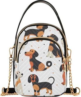 Mnsruu Sac à bandoulière pour femme avec sangle réglable Motif teckel joyeux