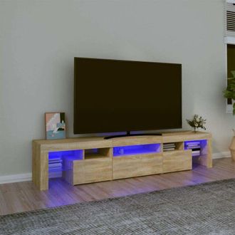 vidaXL Meuble TV avec lumi&egrave;res LED Ch&ecirc;ne sonoma 200x36,5x40 cm vidaXL