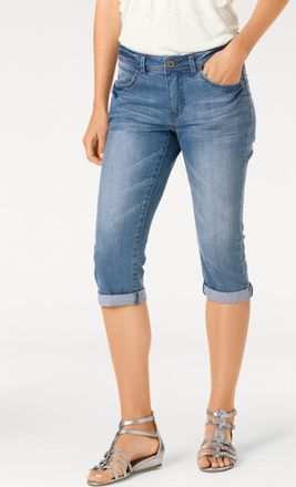 Heine 3/4-Hose HEINE, Damen, Gr. 36, Normalgr&ouml;&szlig;en, blau (blau stone), 98% Baumwolle, 2% Elasthan, Miedereinsatz:15% Elasthan, 85% Polyamid, unifarben, kniel