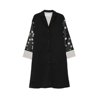 Stine Goya Mantel mit Blumenprint-Eins&auml;tzen - - Coats - Damen - Schwarzk - XS