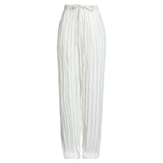Alysi Femme, Pantalons, Blanc, Taille: 36 FR Pantaloni cr&ecirc;pe, vita elasticizzata