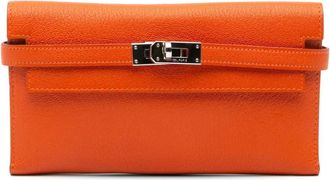 Herm&egrave;s 2014 l&auml;ngliches Chevre Mysore Kelly Portemonnaie - Orange