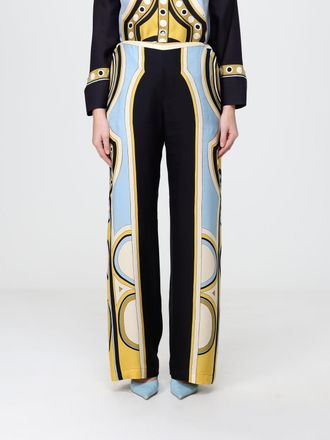 La DoubleJ Pantalon palazzo Club en soie &agrave; imprim&eacute; ethnique