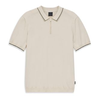 Bugatti Polo-Shirt mit Rei&szlig;verschluss und Rippstrick - - Tops - Herren - Beige - M