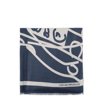 Emporio Armani Foulard &agrave; motif abstrait avec franges en soie m&eacute;lang&eacute;