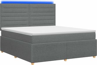 vidaXL Letto Box Spring Led Con Materasso Grigio Scuro 180 X 200 Cm Vidaxl