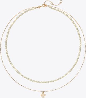 Tory Burch Damen Moondance Layered Pearl Necklace