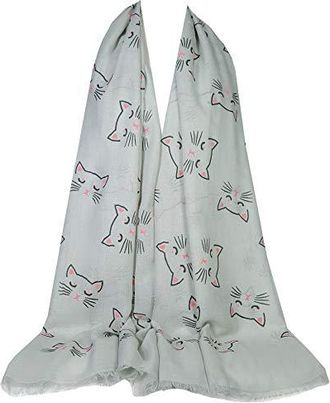 GFM Écharpe imprimée animal - Écharpe chat (CTSCF) - Gris - Large