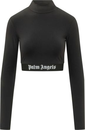 Palm Angels Femme, Pulls, Noir, Taille: 40 FR Logo Waistband Mockneck Top