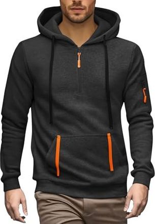 Generic Lightweigh Sweat &agrave; capuche uni pour homme 2026 Printemps 2026 Sweatshirts d&eacute;contract&eacute;s &agrave; fermeture &eacute;clair int&eacute;grale &agrave; manches longues Sweat de sport p