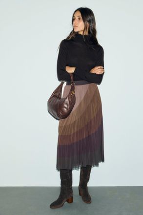 Gerard Darel Jupe pliss&eacute;e color block - TARYN - Marron