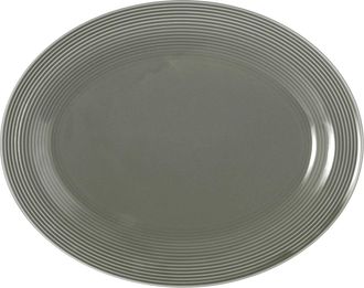 SELTMANN WEIDEN Seltmann Beat Color Glaze Servierplatte oval, 35 x 28 cm, Platte/Servierteller mit Rillenrelief, Perlgrau