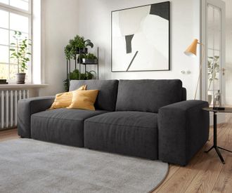 DELIFE Big-Sofa Lanzo 230x95 cm Mikrofaser Schwarz, Big Sofas