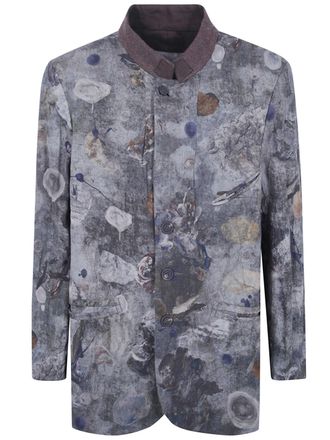 Ziggy Chen Jacket Digital Print Stand Collar Blazer