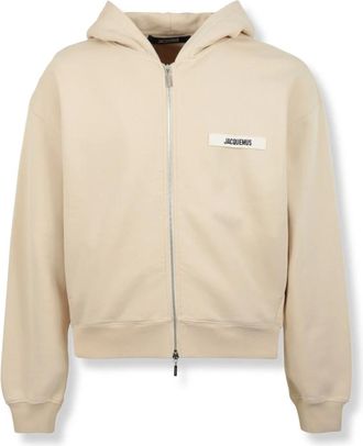 Jacquemus Homme, Sweatshirts et sweats &agrave; capuche, Beige, Taille: 2XL Gros Grain Zip-through Sweat &agrave; capuche
