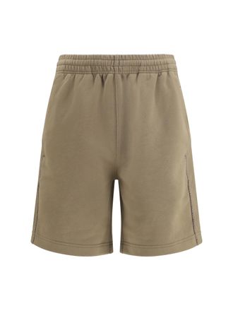Burberry Mens Cotton Shorts With Check Trims Finch Brown Bermuda