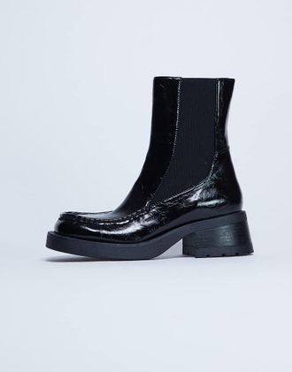 Topshop Narla - Chelsea-Stiefel in Schwarz mit eckiger Zehenpartie