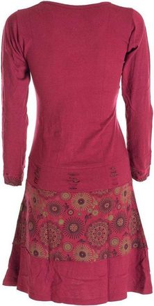 vishes Midikleid Langarm Keid Mandala Druck Rundhals Ausschnitt Boho Ethno, Festival, Goa Style