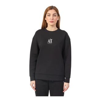A|X Armani Exchange Schwarzer Baumwoll-Logopullover - - Sweatshirts & Hoodies - Damen - Schwarzk - M